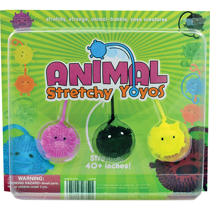 Animal Stretchy Yoyos 7in Asst | A&A Global Industries