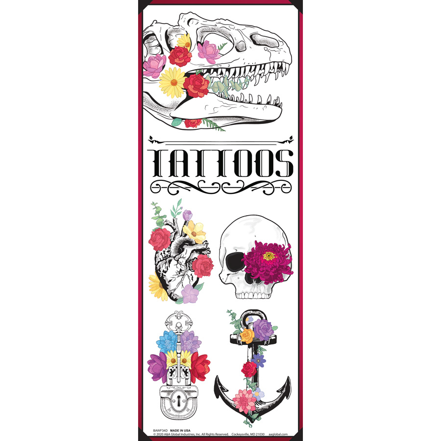 Floral Flash Temporary Tattoos Folders 300pcs