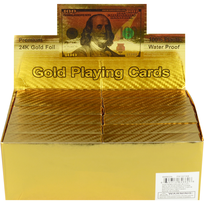 Gold & Silver Foil Assorted 100 Dollar Bill Playing Cards (12pcs) | A&A ...