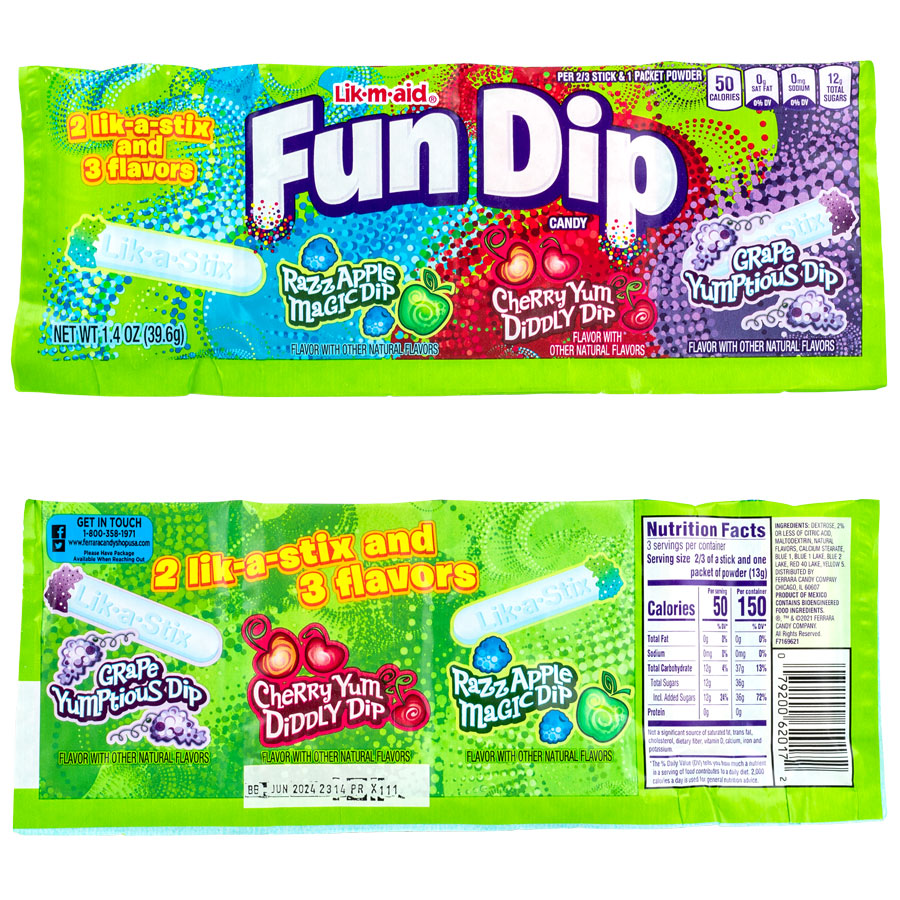 Lik M Aid Fun Dip Display Box 24 pc | A&A Global Industries