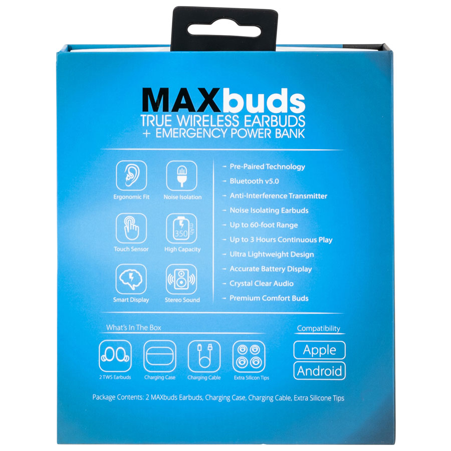 MAXbuds True Wireless Earbud w Case | A&A Global Industries